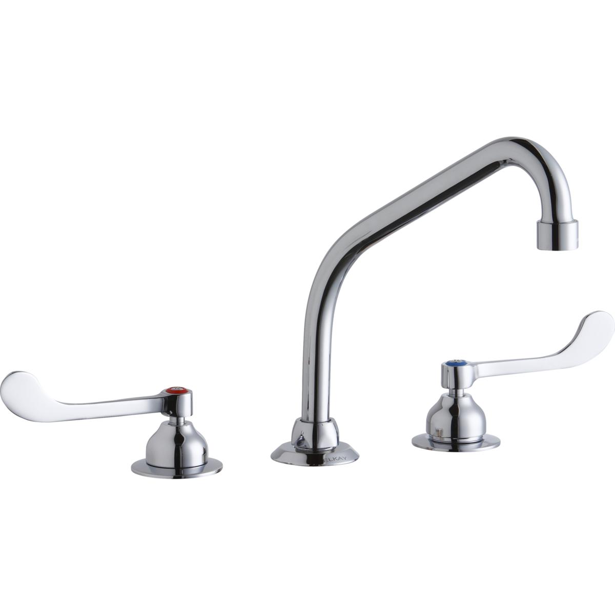 Elkay 8" Centers Faucet 8" High Arc Spout 6" Wristblade Handles Chrome