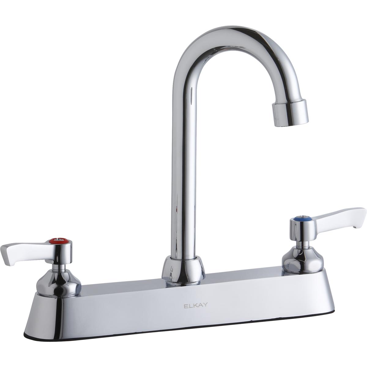 Elkay 8" Centers Exposed Deck Faucet 4" Gooseneck Spout 2" Lever ...